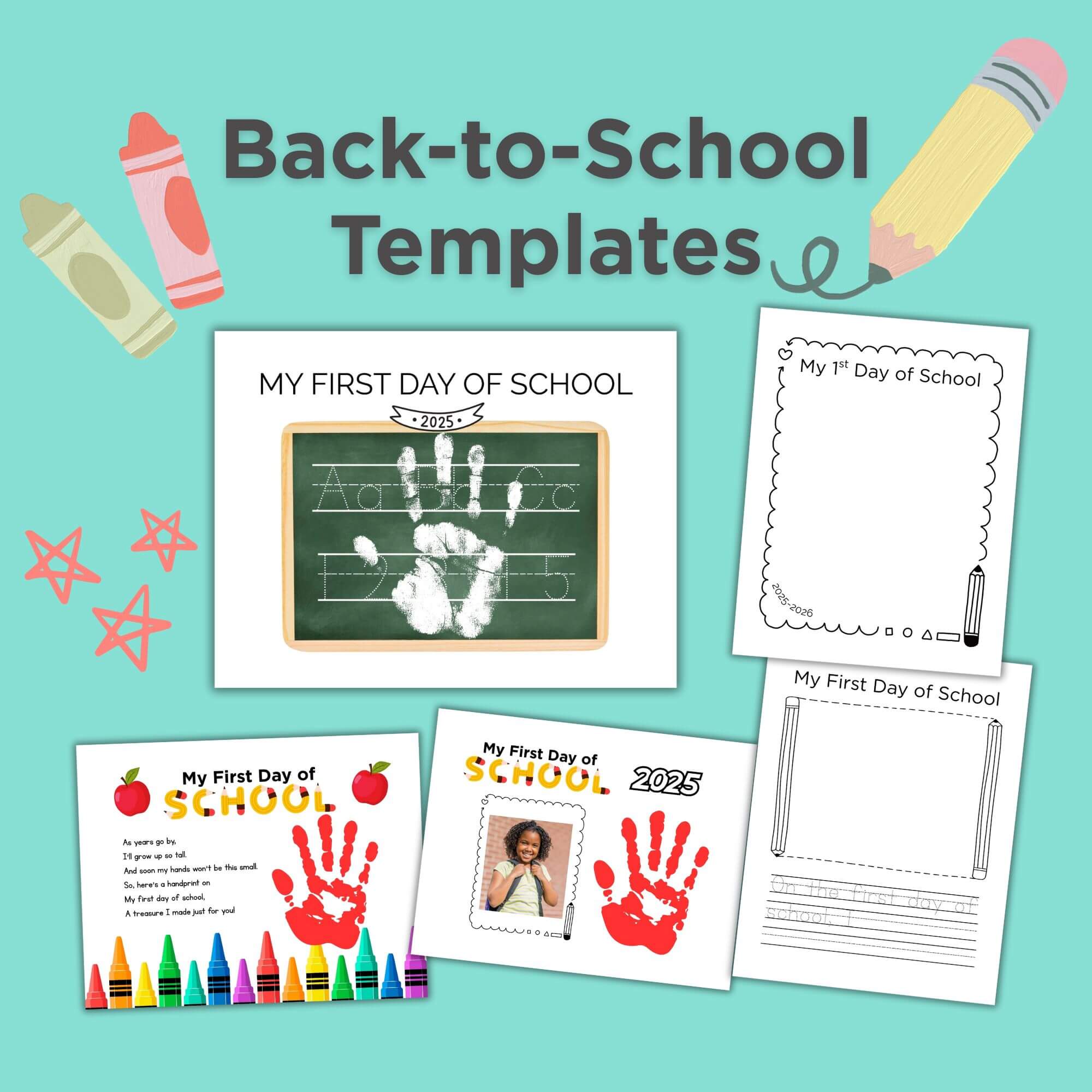 Back to School Handprint & Writing Keepsake Pack - Outside the Toy Box