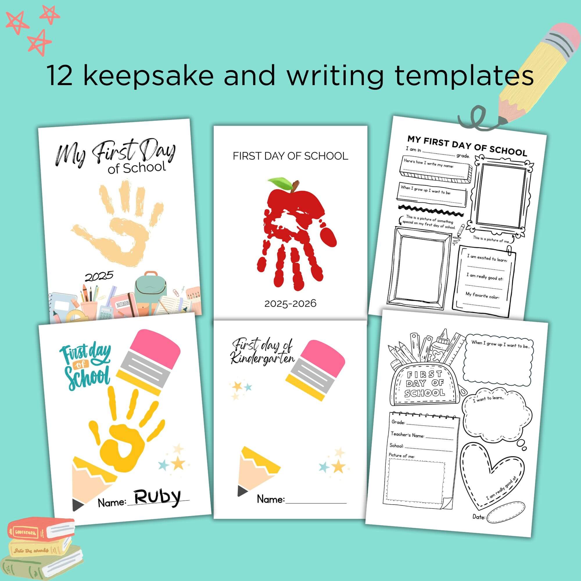 Back to School Handprint & Writing Keepsake Pack - Outside the Toy Box